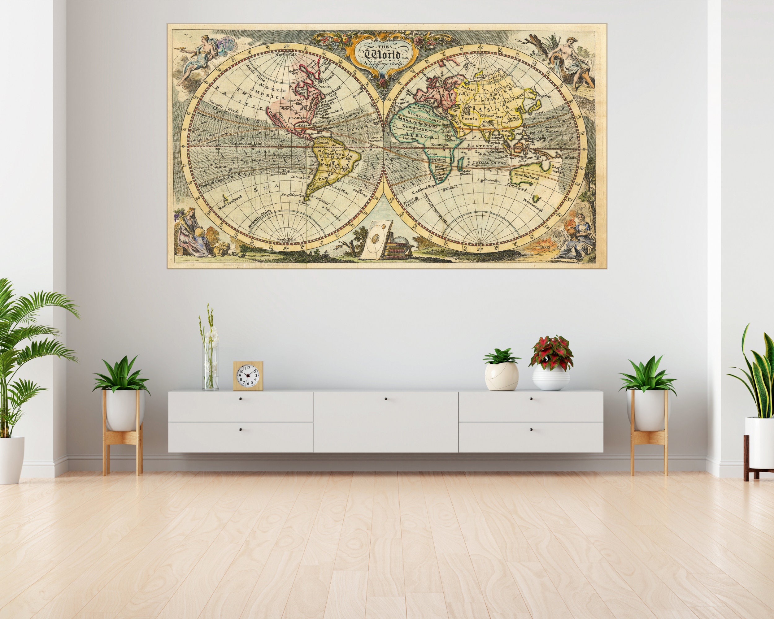 World Map Wall Art, Old Map Canvas, Vintage World Map Canvas Wall Art ...