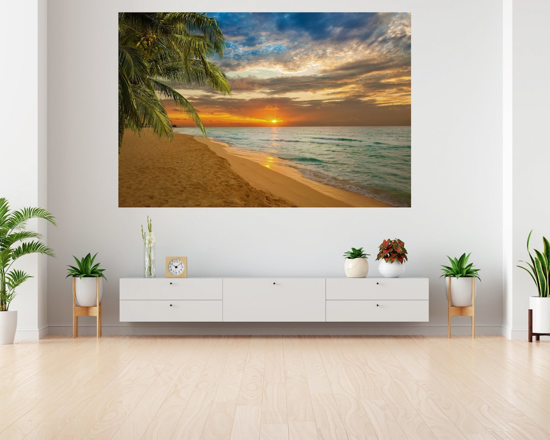 Sunset Beach Canvas Ocean Beach Sunset Canvas Large Wall - Etsy