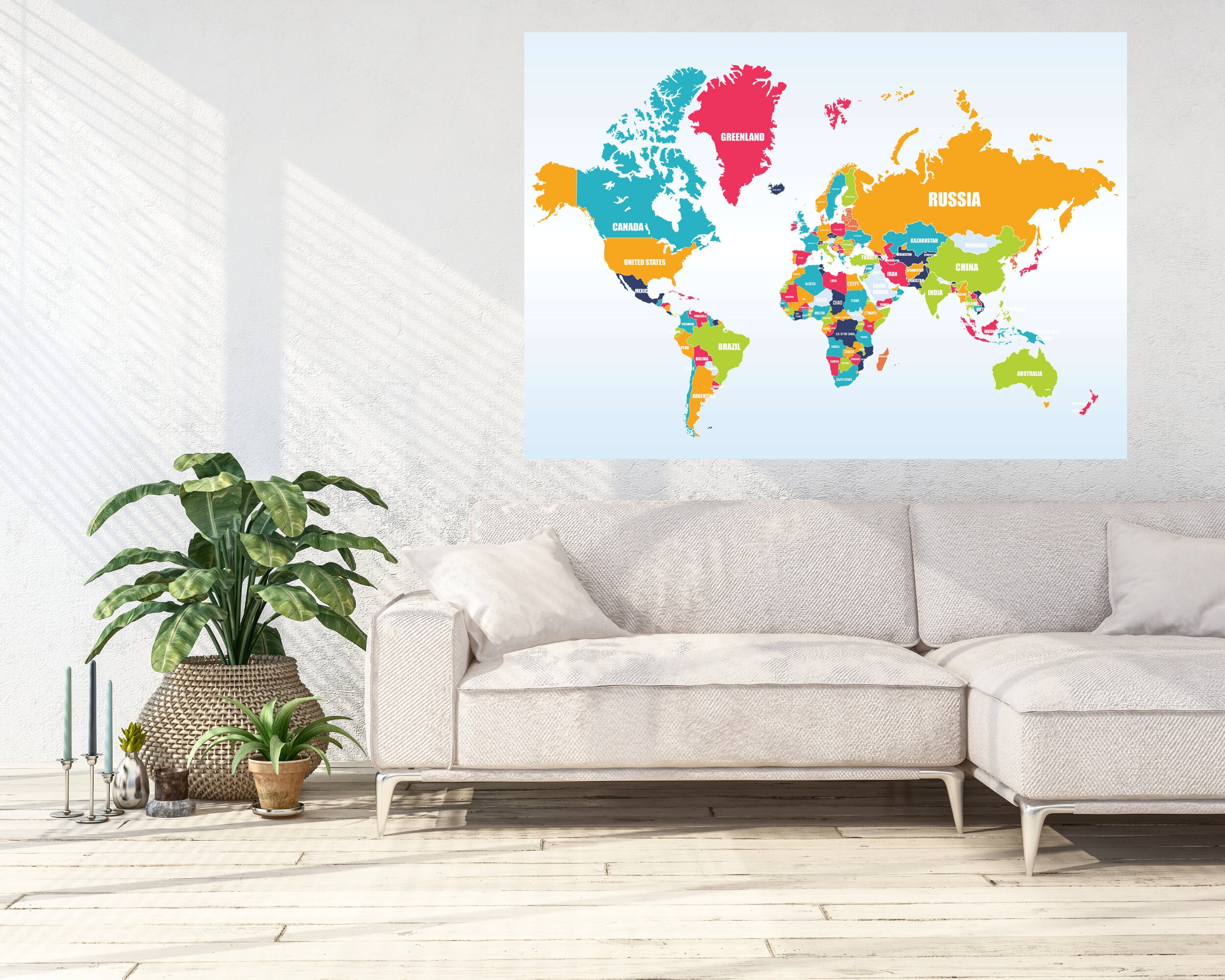 World Map Wall Art, Large Wall Art, Canvas Wall Art, World Map Canvas ...