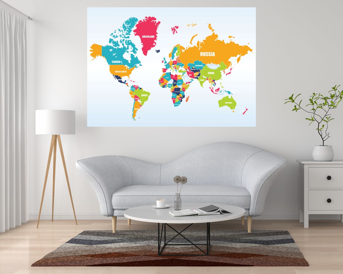 World Map Wall Art, Large Wall Art, Canvas Wall Art, World Map Canvas ...