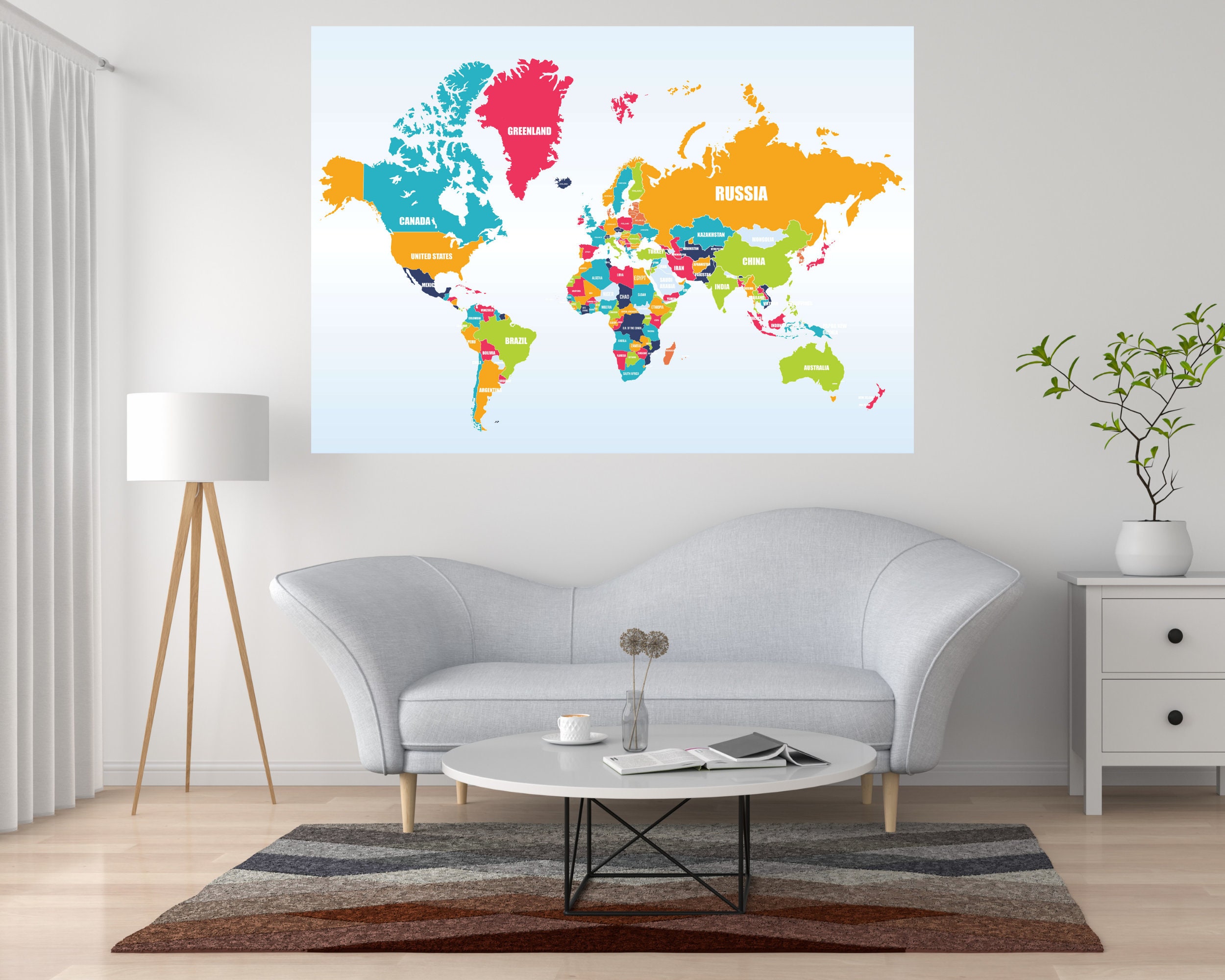 World Map Wall Art, Large Wall Art, Canvas Wall Art, World Map Canvas ...