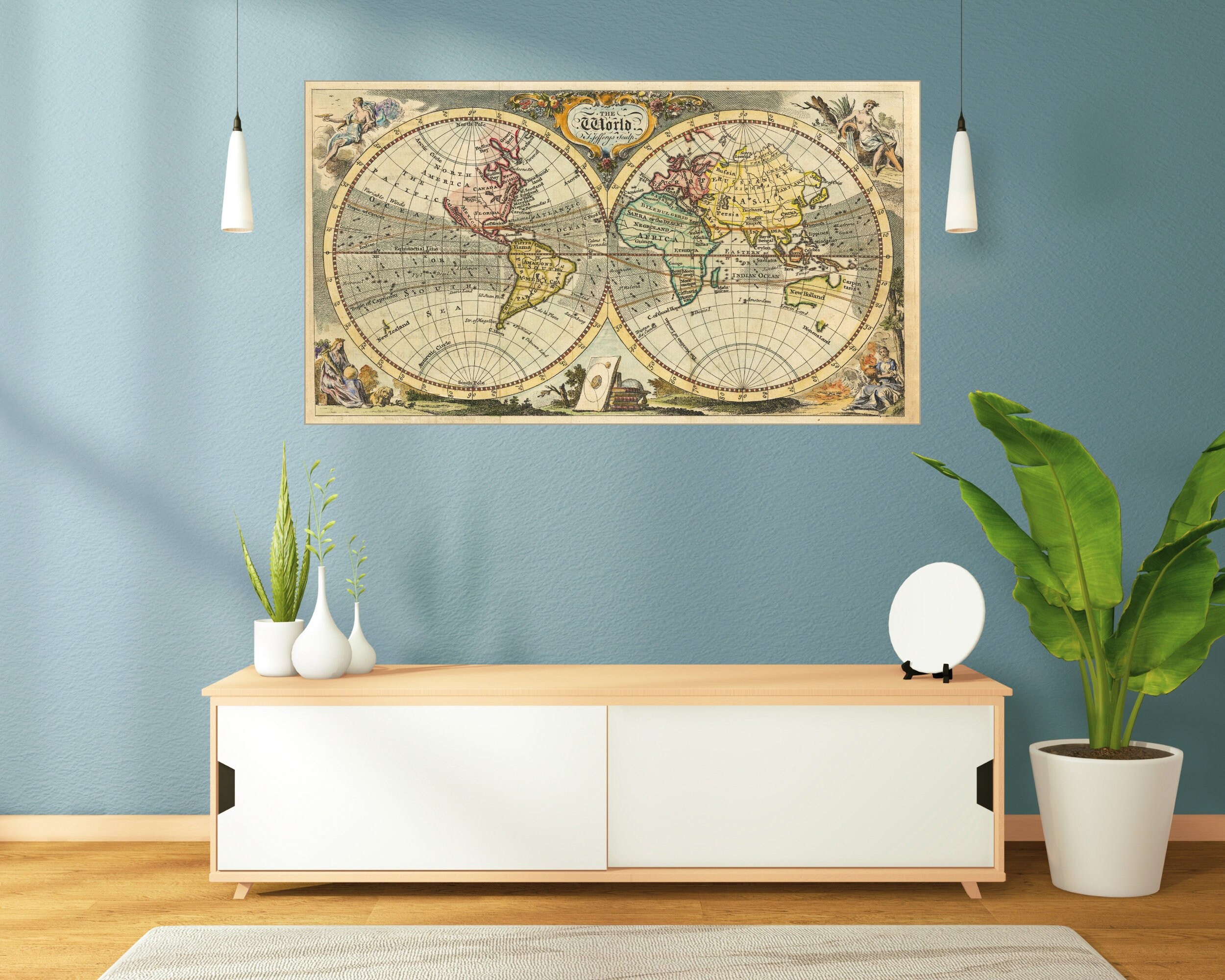 World Map Wall Art, Old Map Canvas, Vintage World Map Canvas Wall Art ...