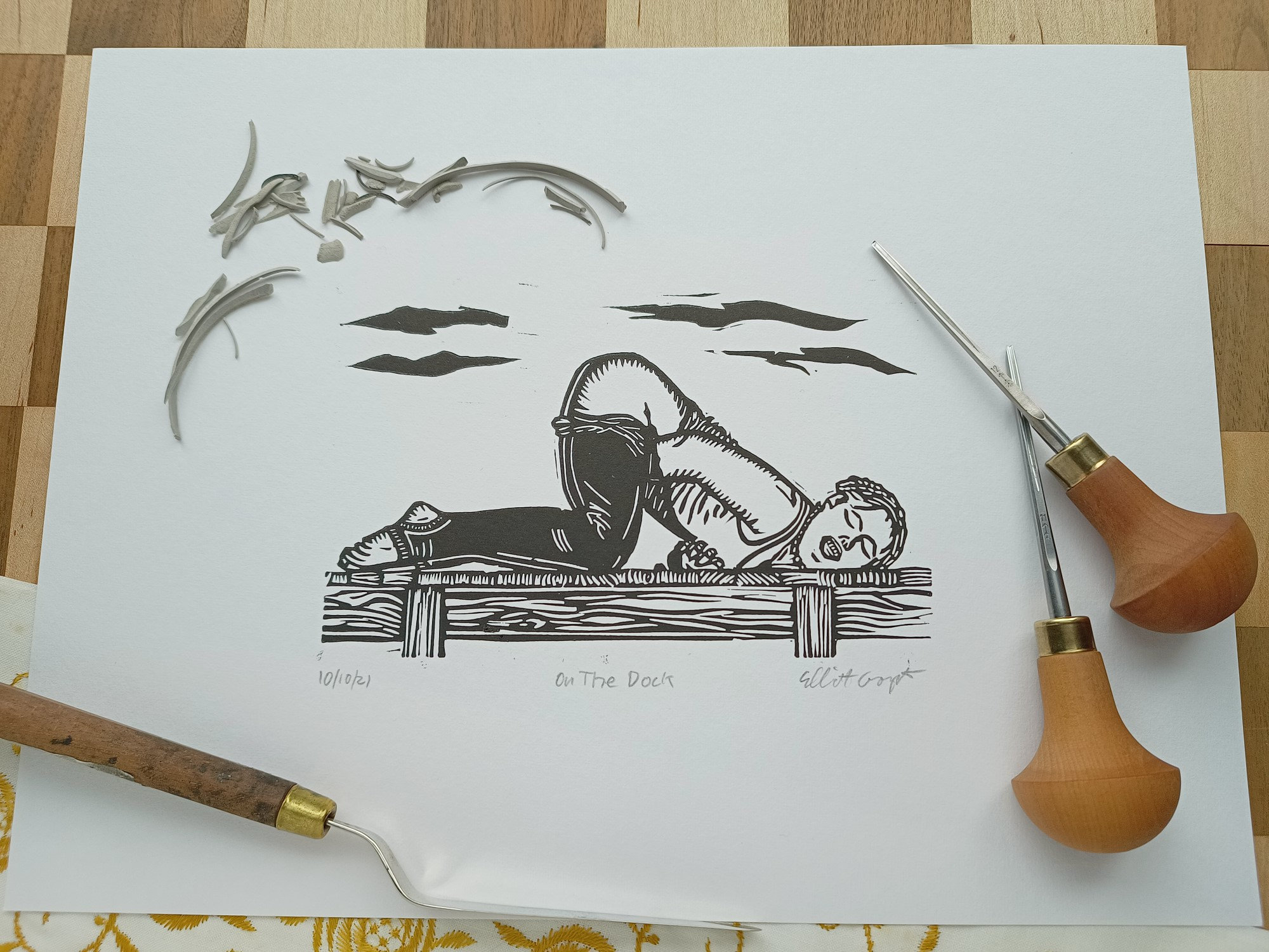 Sexy Nude on the Dock Linocut Block Print, Erotic Wall Art, Sexy Body ...