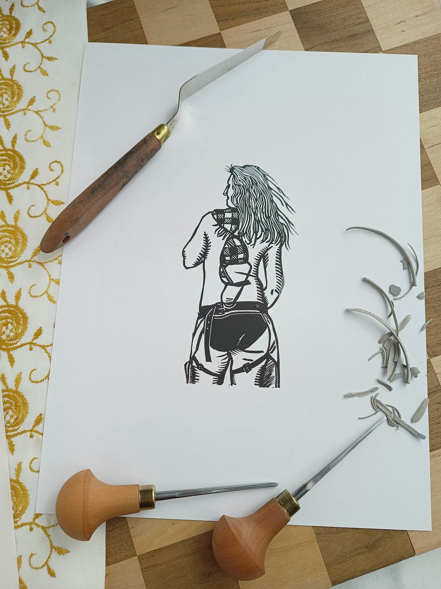 Sexy Nude Cowgirl Freedom Linocut Block Print Erotic Wall Art, Sexy ...