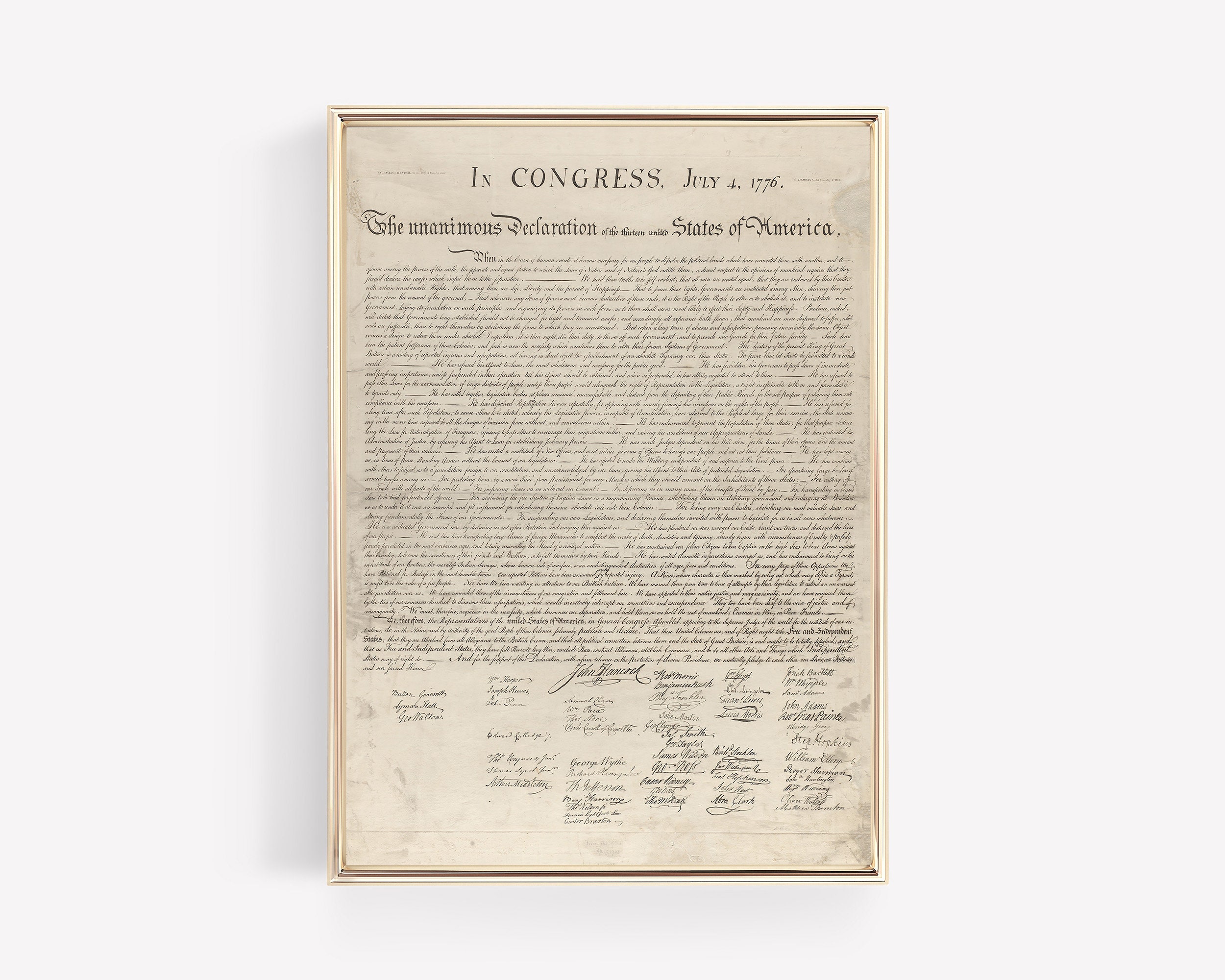 Vintage Declaration of Independence Print I Independence Day, July 4 ...