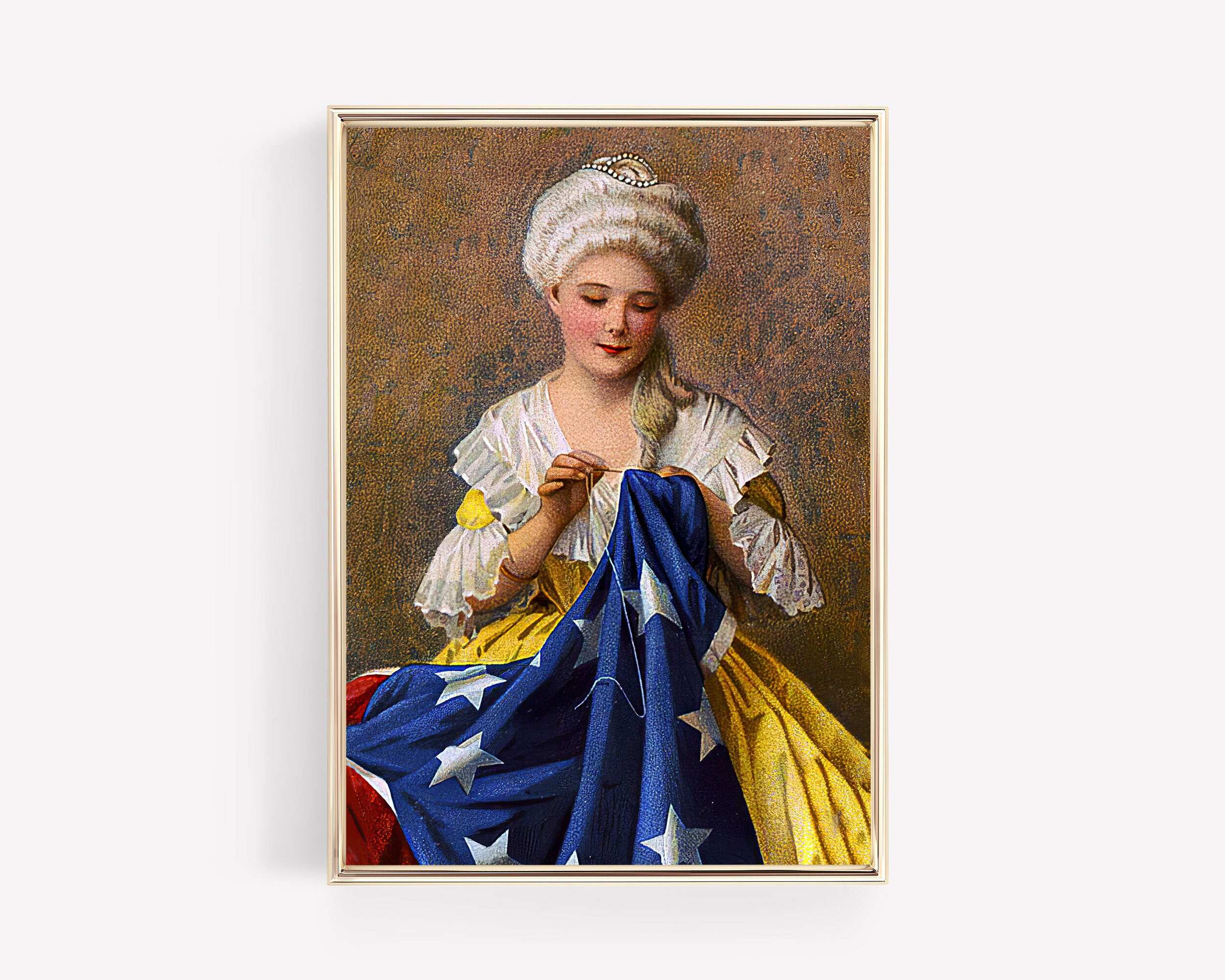 Vintage Betsy Ross Sewing American Flag Print I Revolutionary War, 1776 ...
