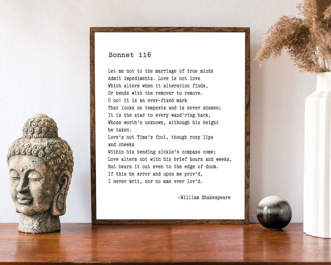 William Shakespeare Sonnet 116 Print I Inspirational Love Quotes I ...