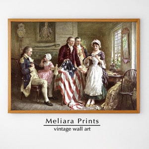 Vintage Betsy Ross and US Flag Print I Independence Day - Etsy