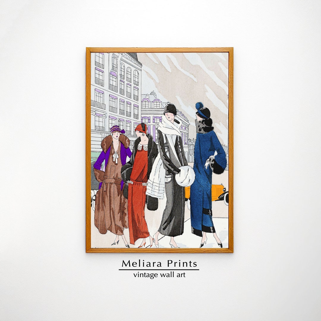 Vintage 1920s Fashionable Flappers in the City Print I Art Deco ...