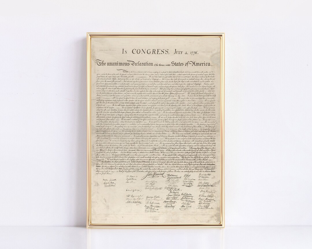Vintage Declaration of Independence Print I Independence Day, July 4 ...