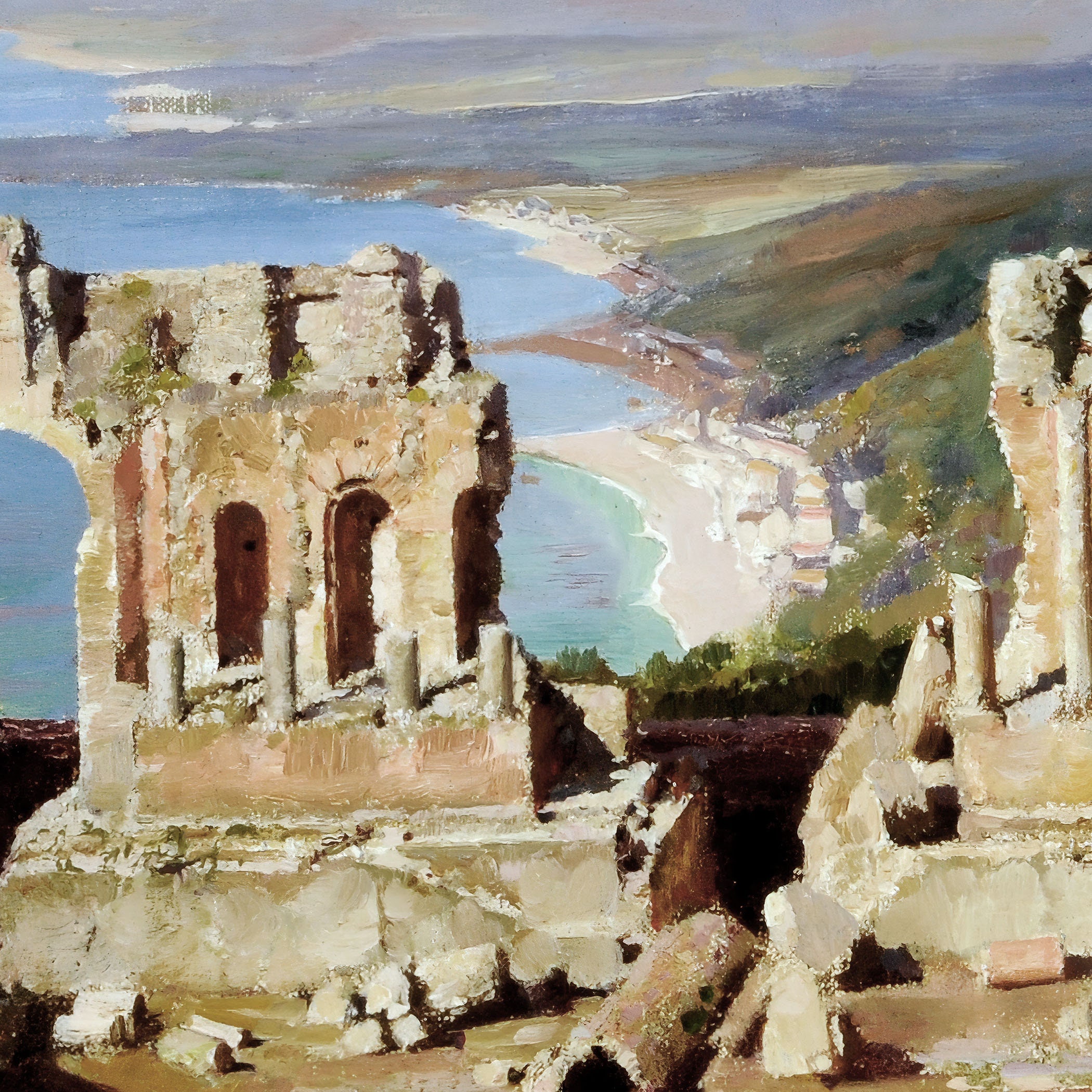 Vintage Greek Theatre Ancient Ruins Print I Taormina, Sicily I ...