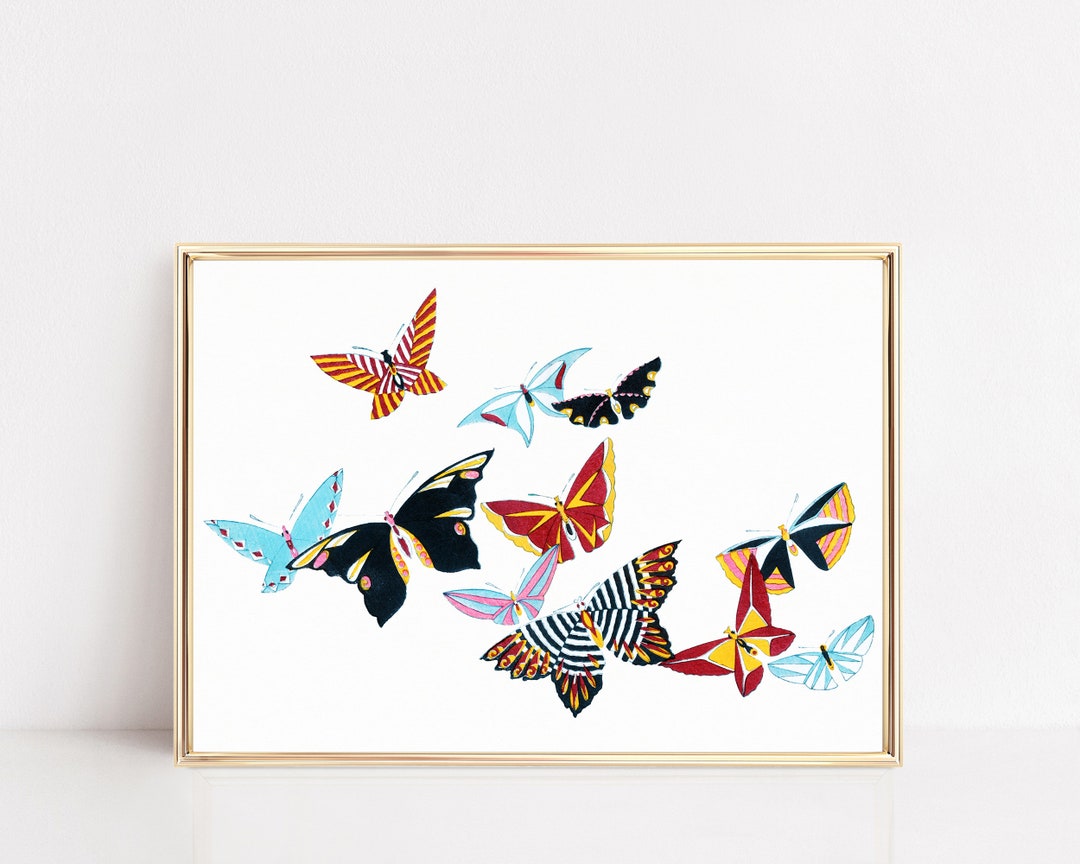 Vintage Japanese Butterflies Illustration Print I Wall Art I Digital ...
