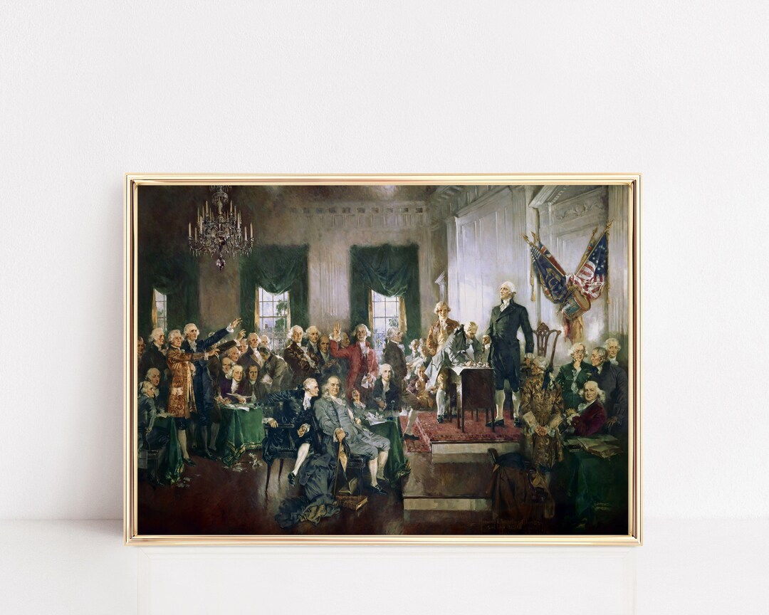 Vintage Signing the Constitution Print I Fourth of July, Independence Day, Patriotic Wall Art I ...