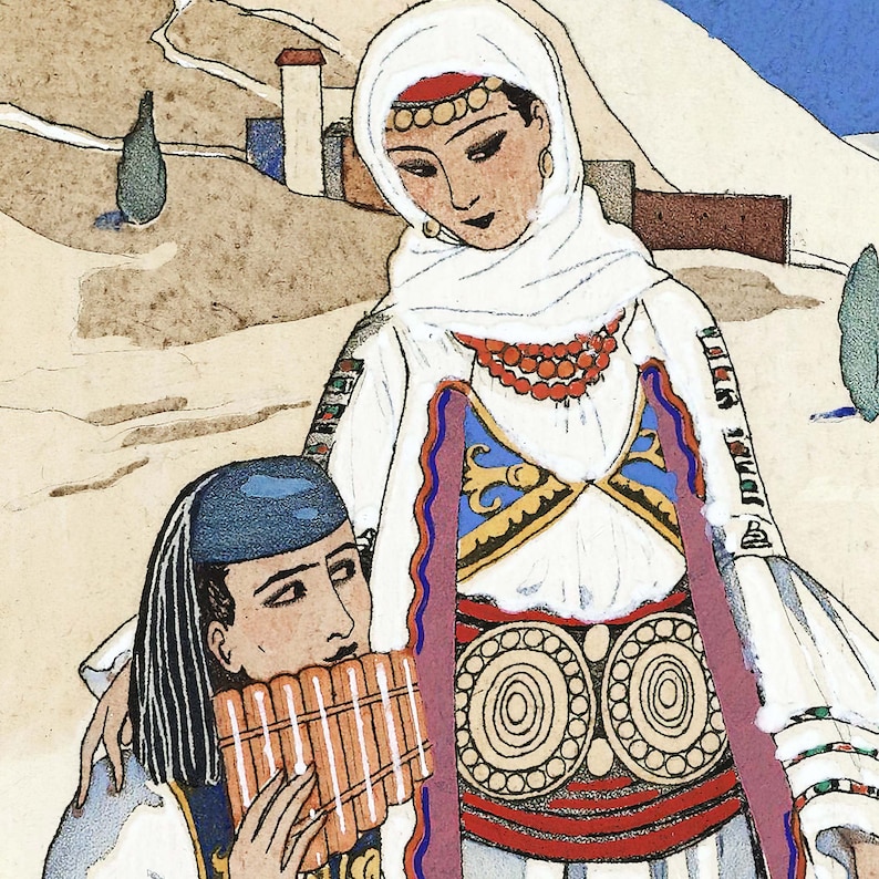 Vintage Middle East Arabic Couple Pan Flute Print I - Etsy
