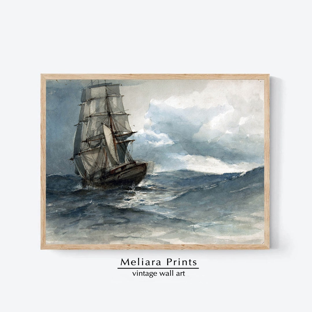 Vintage Antique Ship Print I Clipper Ship Sailing in Stormy - Etsy