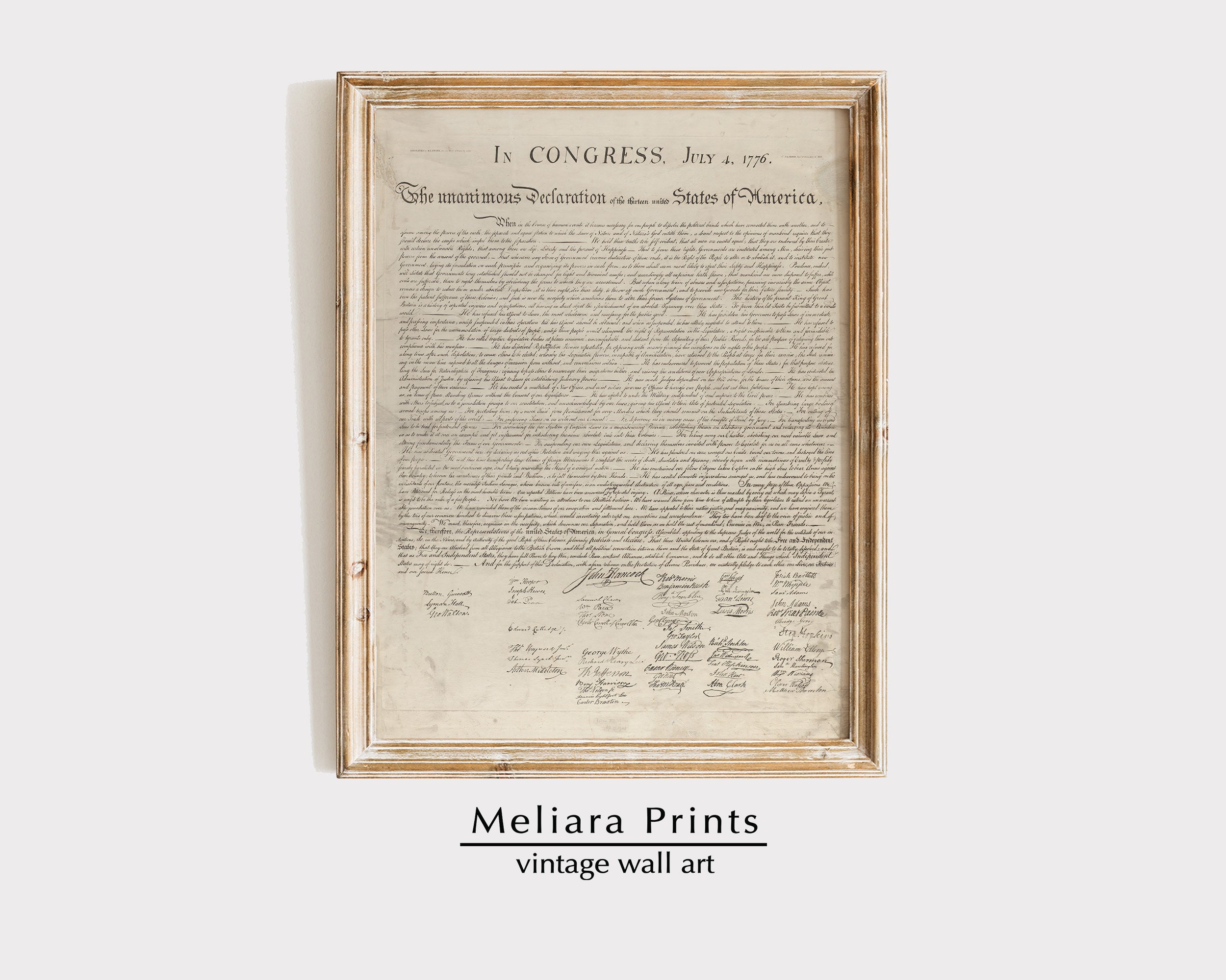 Vintage Declaration of Independence Print I Independence Day, July 4 ...