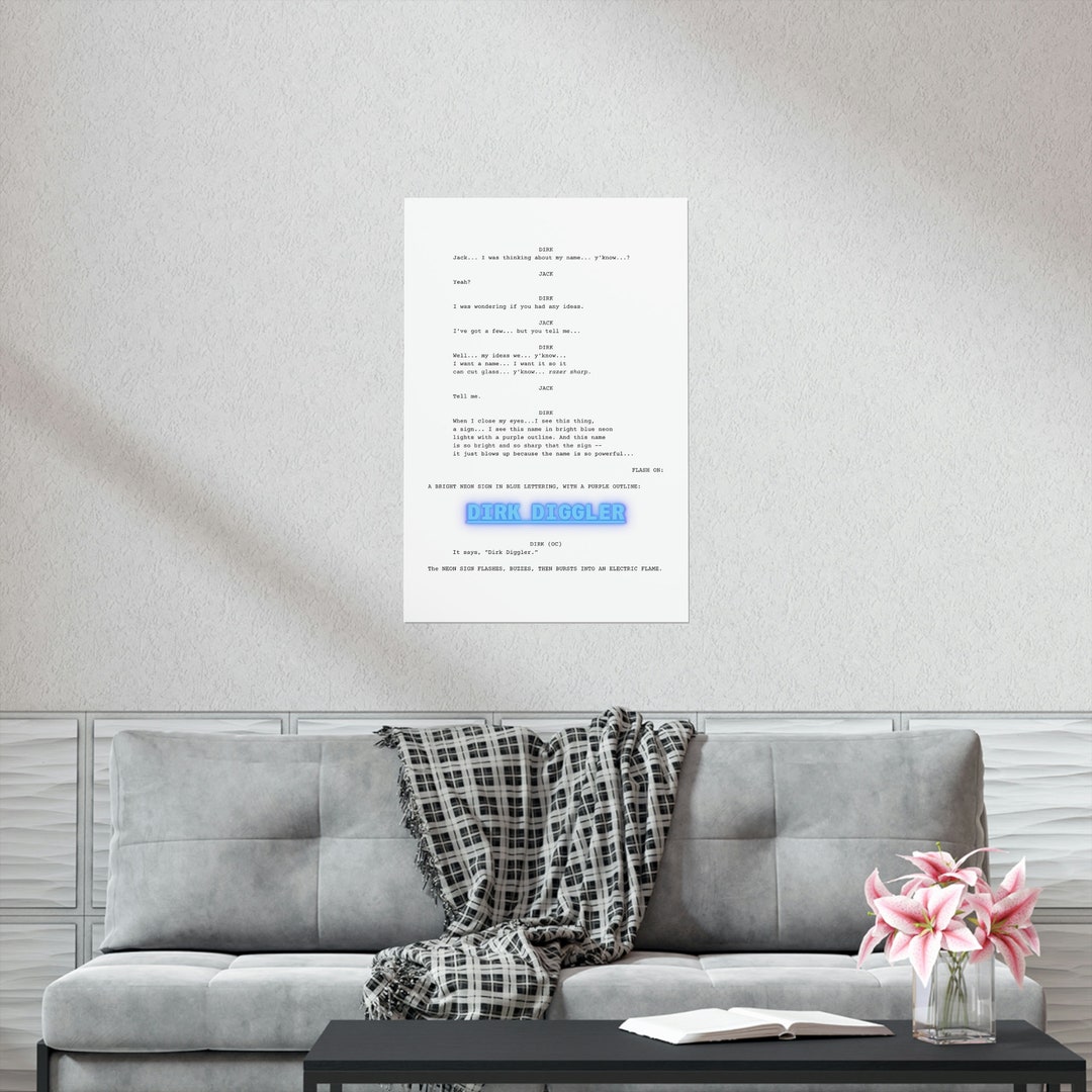 DIRK DIGGLER POSTER Boogie Nights Script - Etsy