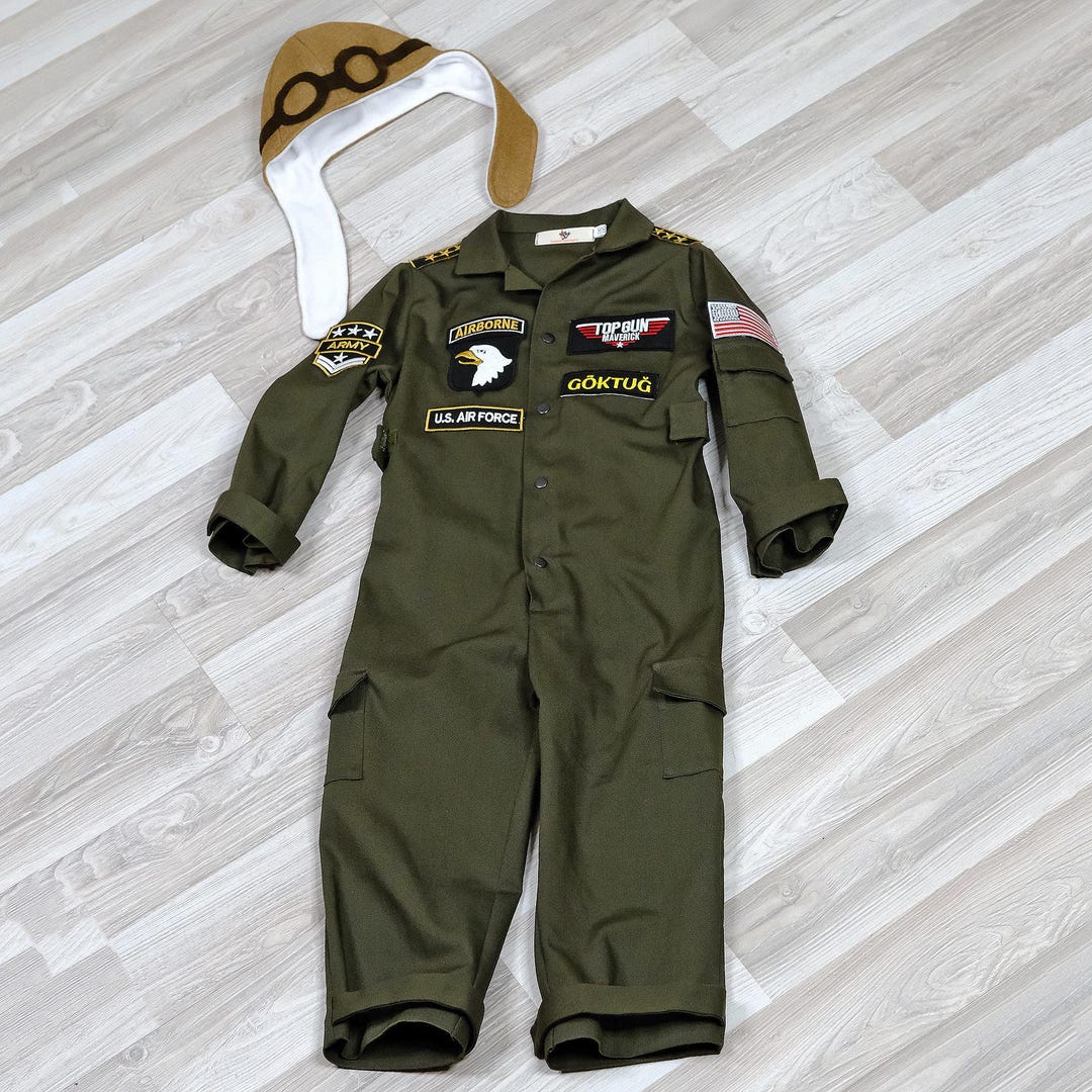 Personalized Kids Pilot Costume, Green Aviator Jumpsuit With Hat - Etsy
