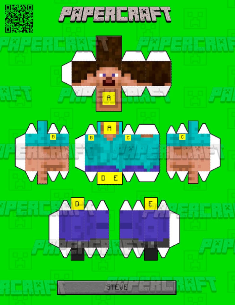 Printeable Set of Minecraft + Steve + Alex + Creeper + Figures and ...