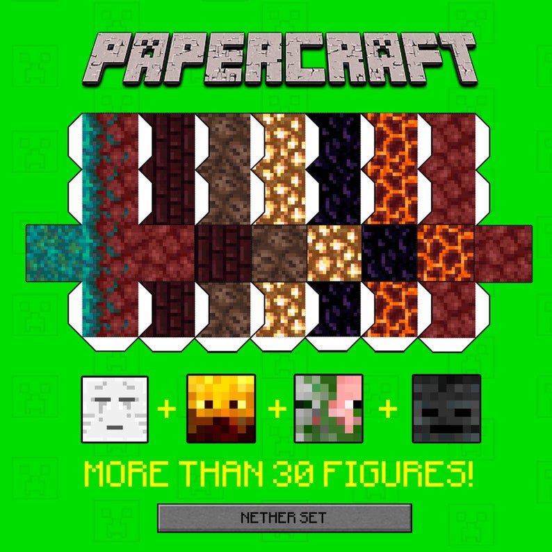 Printeable Set of Minecraft Nether + Ghast + Blaze + Figures and Blocks ...
