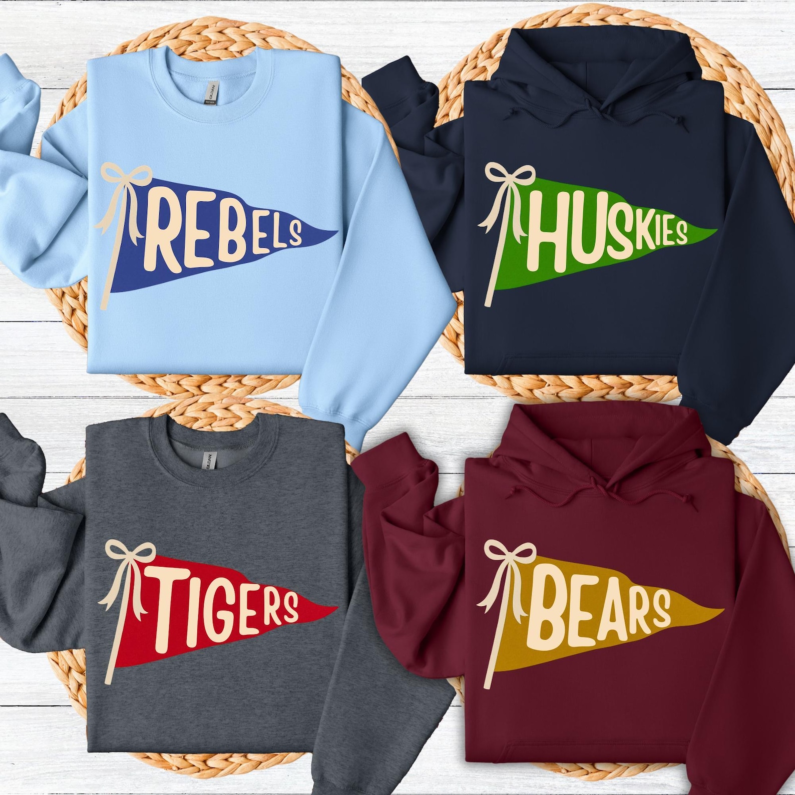 Custom Watercolor Mascot Pennants Sweatshirt: Cheer Team Spirit Hoodie ...