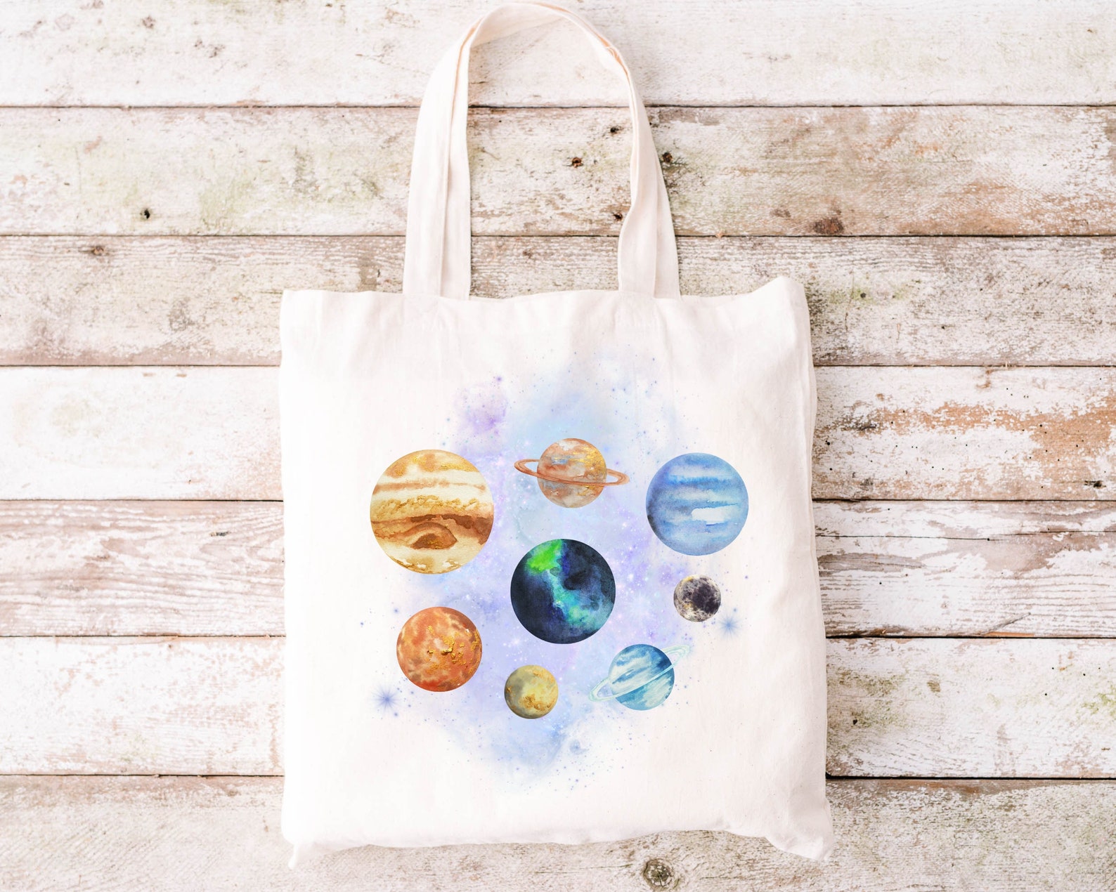 Solar System Cotton Canvas Tote Bag, Galaxy Print, Zippered Option - Etsy