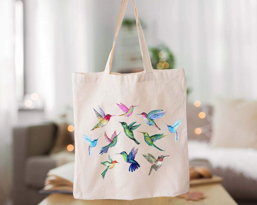 Hummingbirds Cotton Canvas Tote Bag: Bird Lover Gift - Etsy