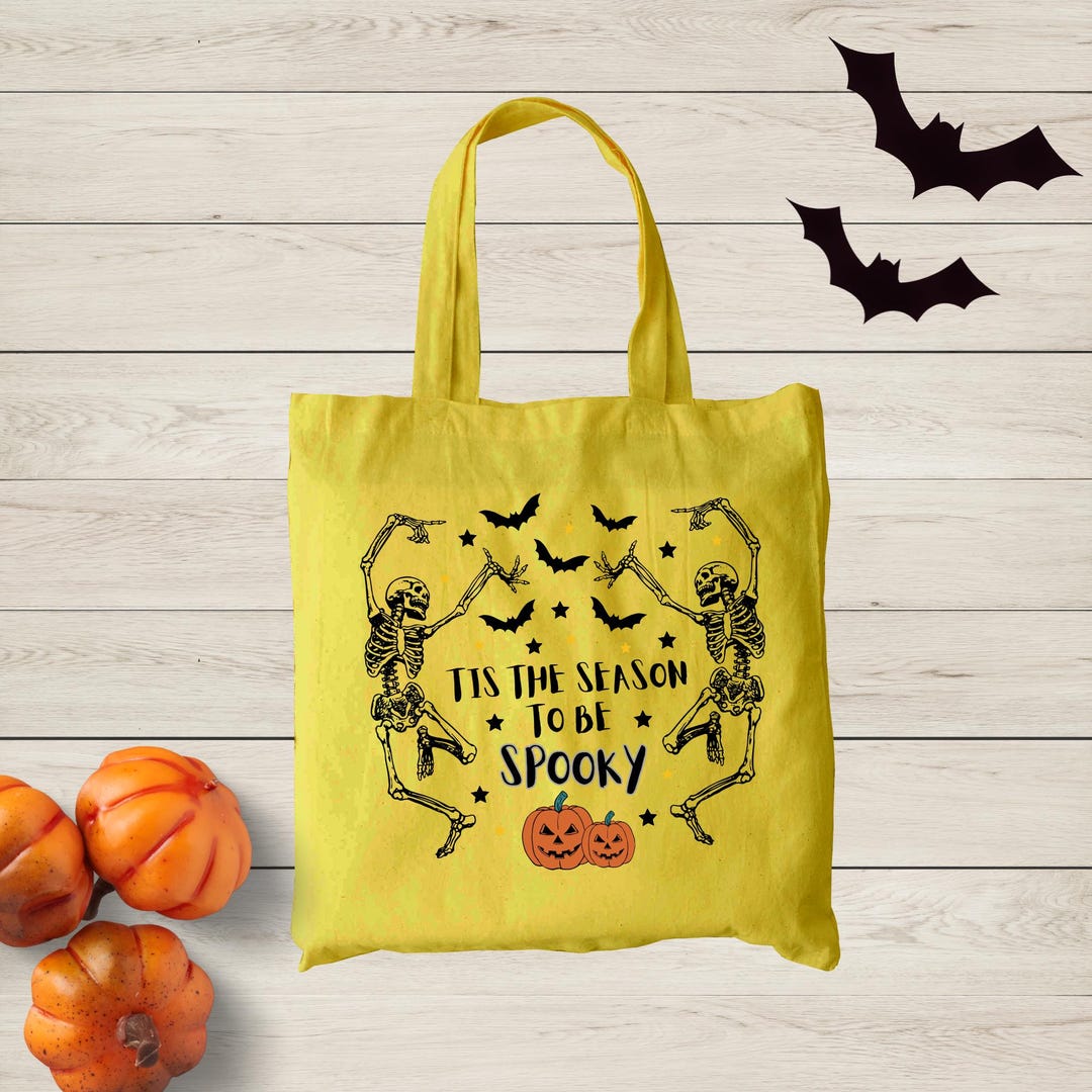 Tis the Season to Be Spooky Tote Bag, Dancing Skeleton Tote Bag ...