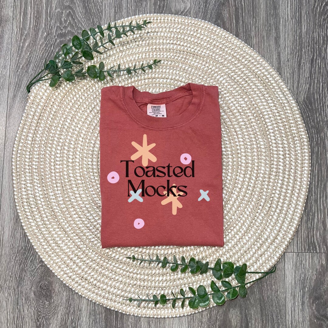 Maqueta de Comfort Colors C1717 / Maqueta de Cumin Flat Lay / Mock Boho de moda / Mock de ...