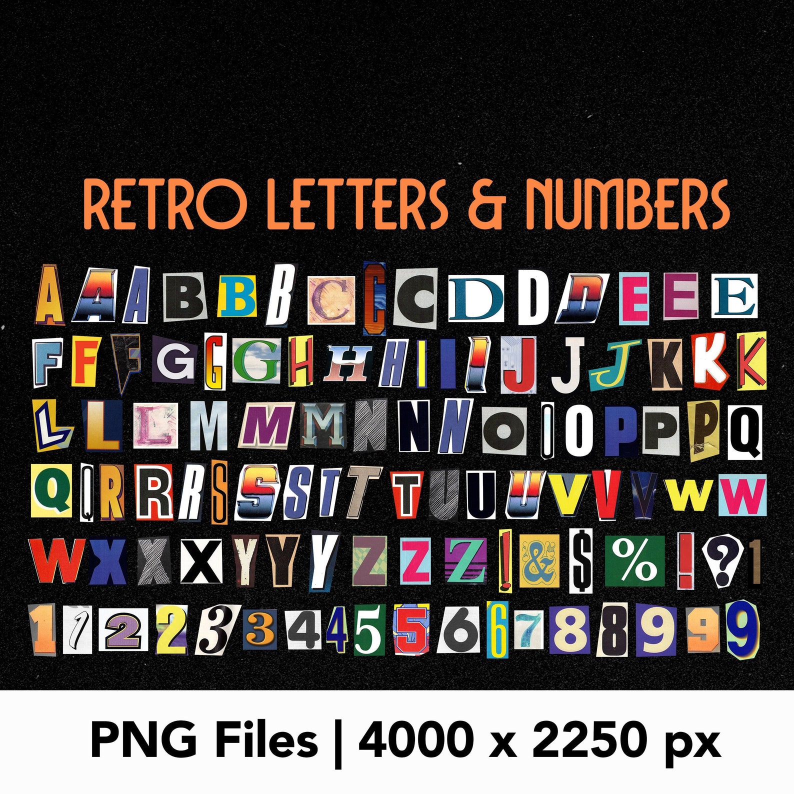 Ransom Letters | Retro Letters & Numbers | Digital Download | Printable ...