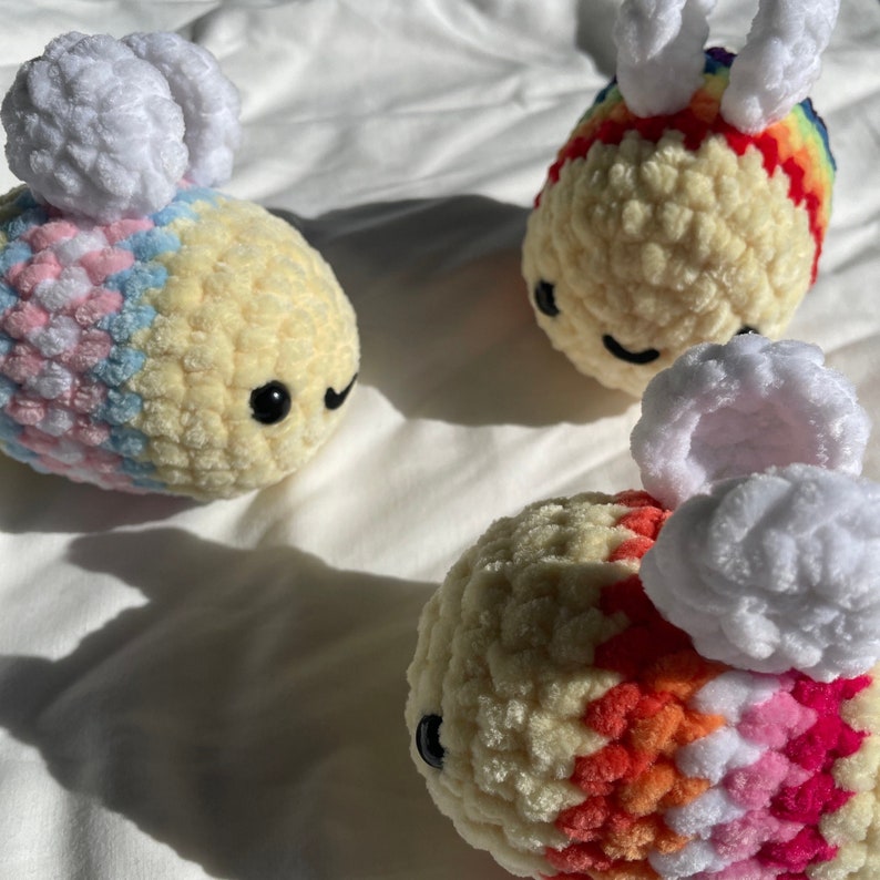 Pride Bee Crochet Plushies Made to Order Handmade Gift/toy/collectable Desk Buddy Squishable ...