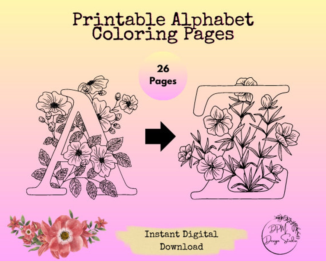 Alphabet Adult Full Page Coloring Book | 26 Relaxing Pages | Instant ...