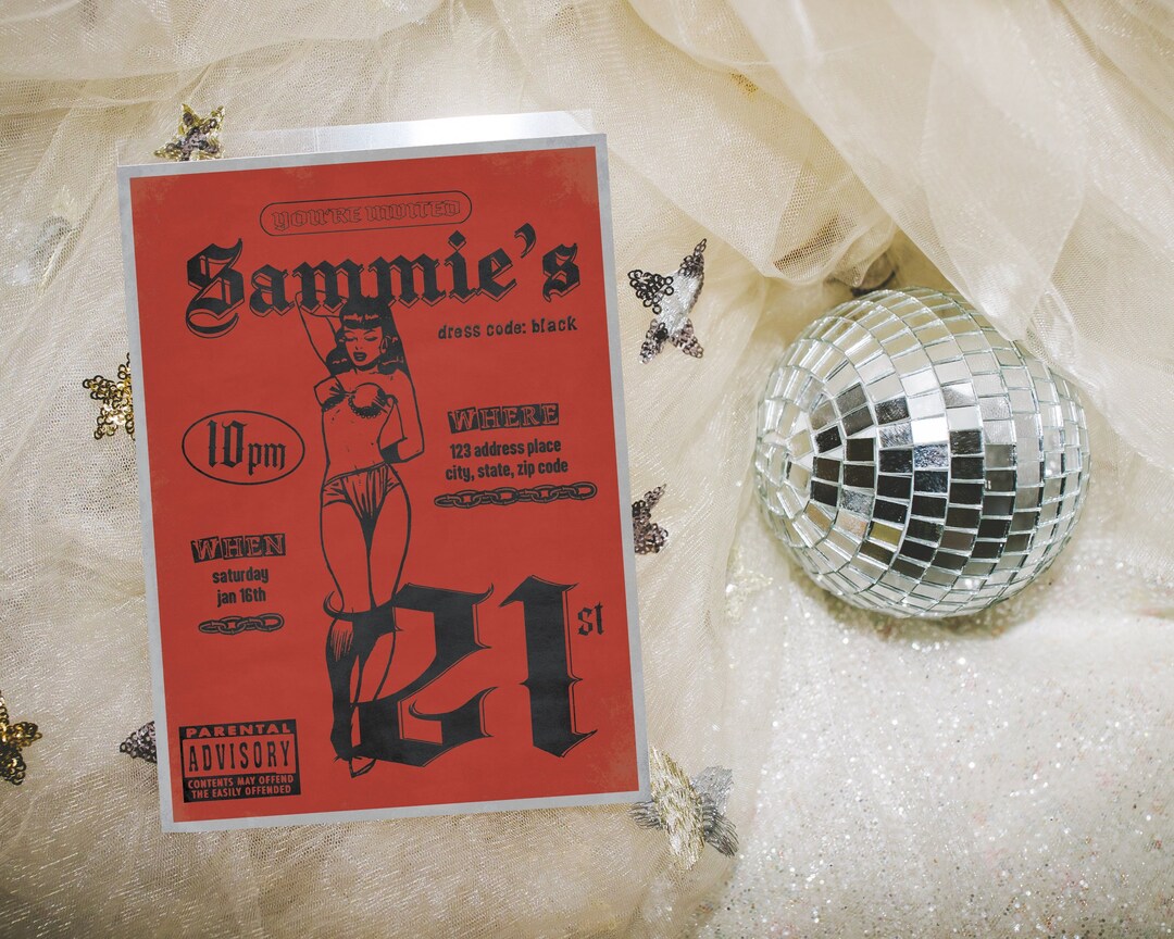 Punk 21st Birthday Invitation Grunge Indie Sleaze Invite Card ...