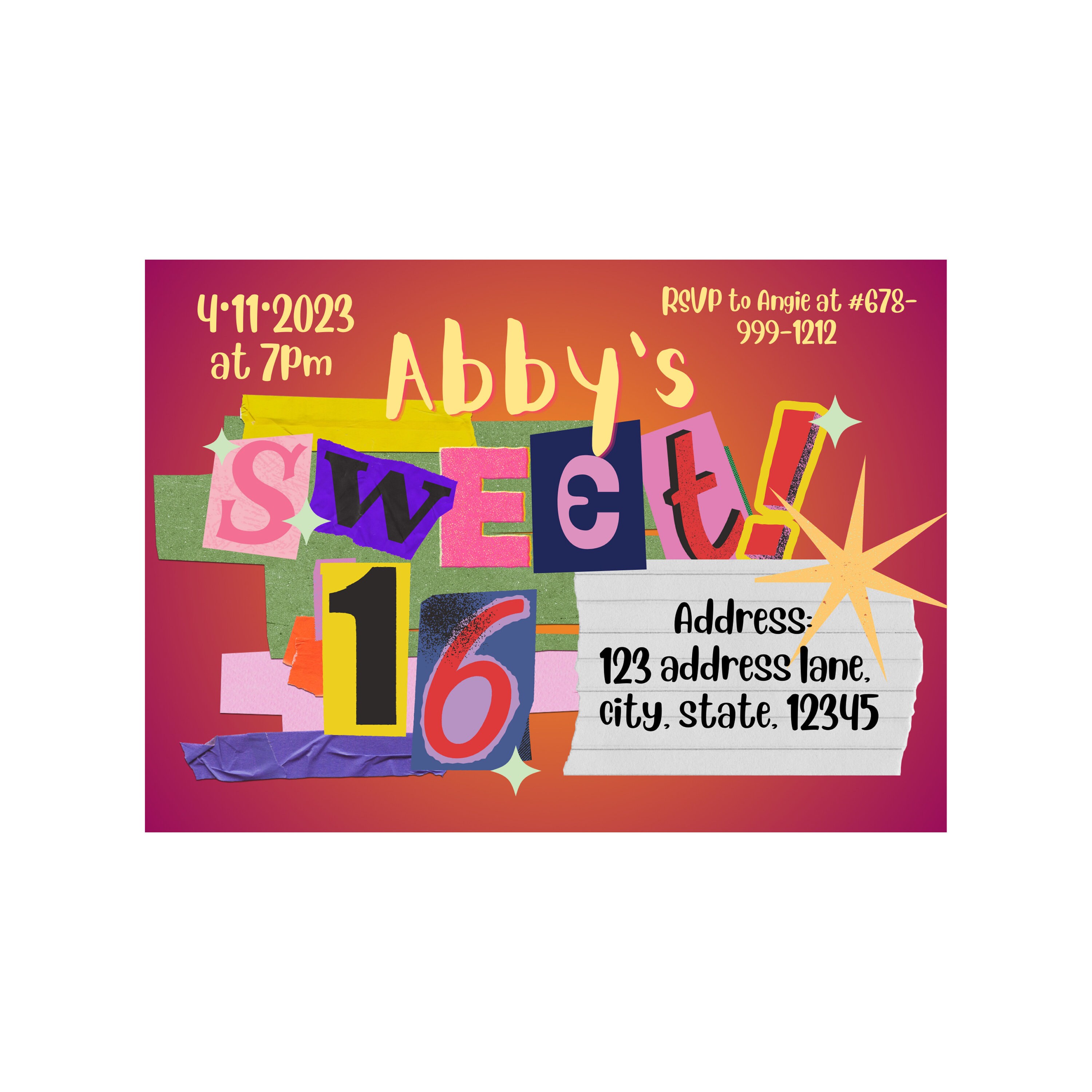 Sweet 16 Teen Girls Magazine Cutout Birthday Invitation | Canva ...