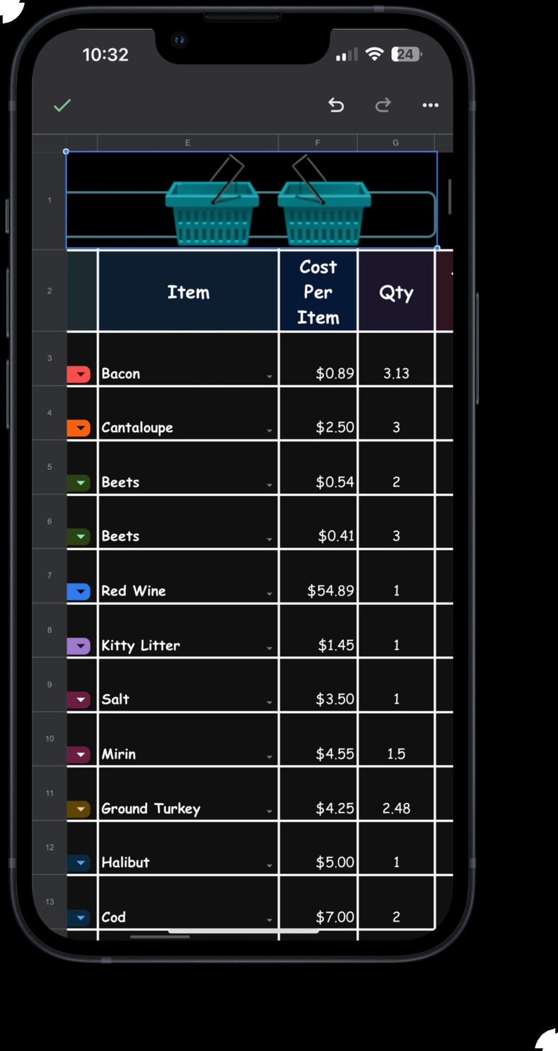 Editable Grocery List Tracker Using Google Sheets, Groceries Template ...