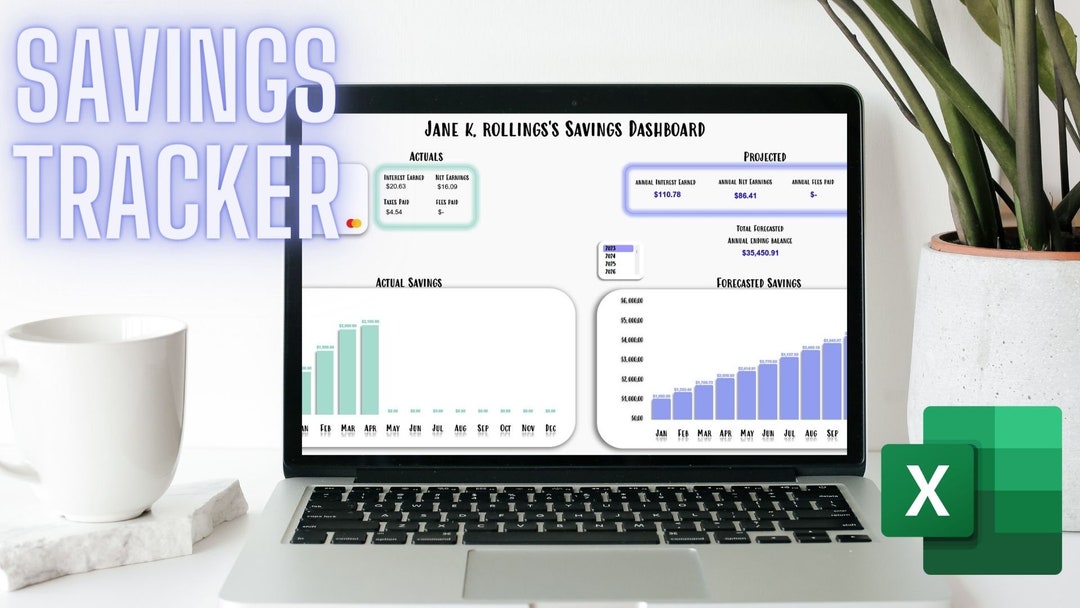 Monthly Savings Tracker for Excel Spreadsheets, High Yield Savings ...