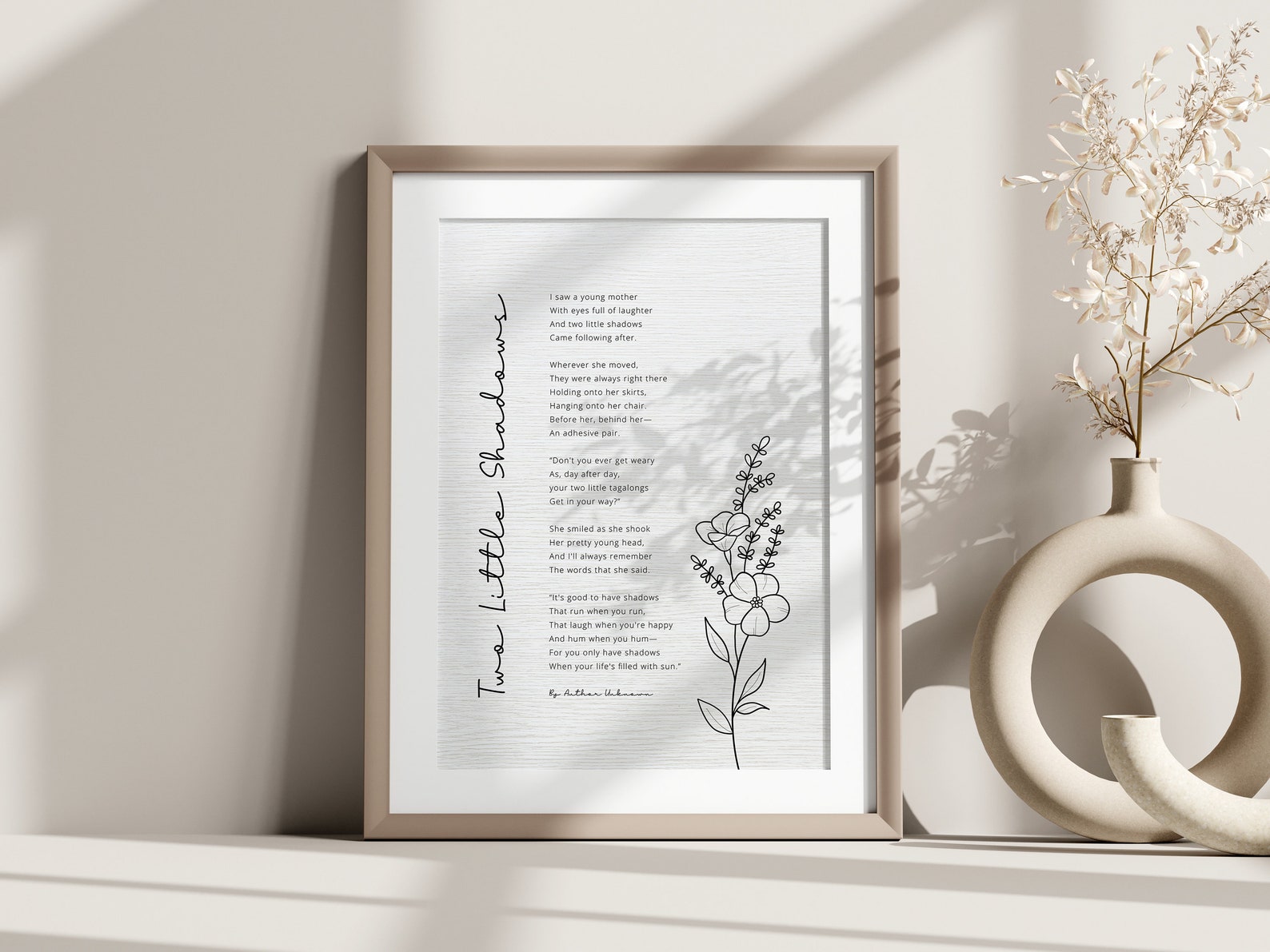 Mother Poem Printable Wall Art, Two Little Shadows, Poem for Mom, Gift ...