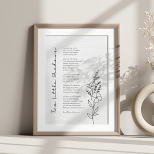 Mother Poem Printable Wall Art, Two Little Shadows, Poem for Mom, Gift ...