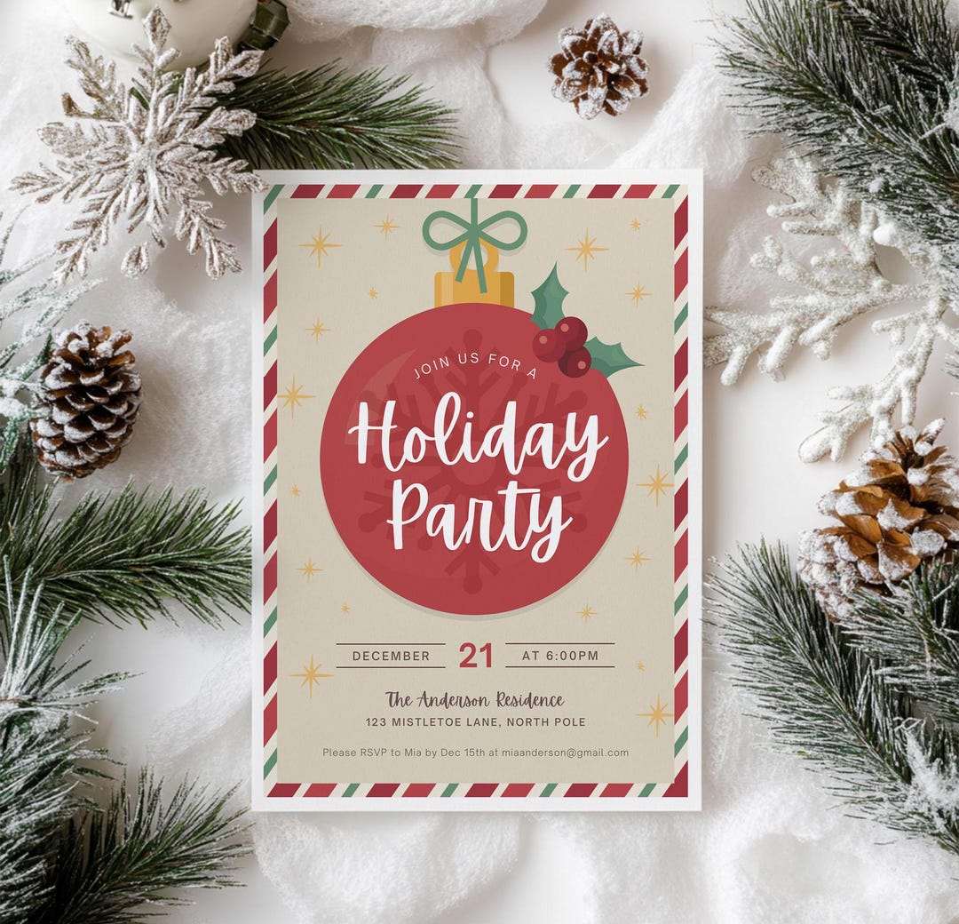Editable Holiday Party Invitation, Christmas Party Invite, Printable ...