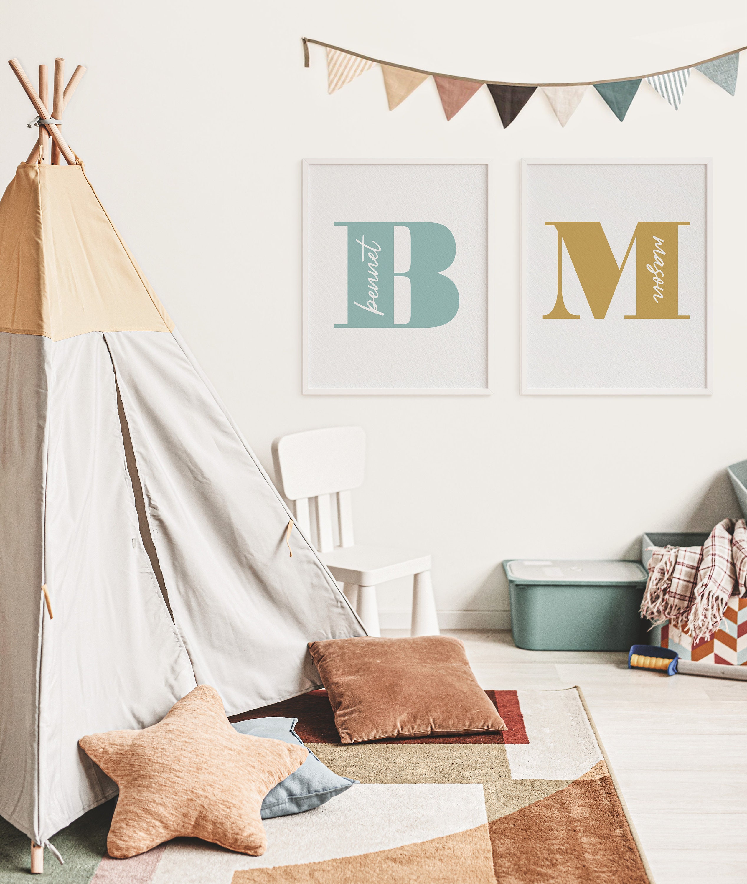 Personalized Name Printable Wall Art, Custom Initial Print, Nursery or ...