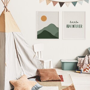 Mountain Adventurer Printable Wall Art, Set of 3, Mountain Print, Green ...