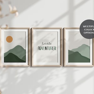Mountain Adventurer Printable Wall Art, Set of 3, Mountain Print, Green ...
