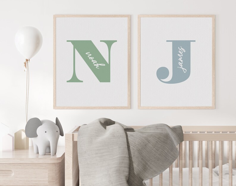 Personalized Name Printable Wall Art, Custom Initial Print, Nursery or ...