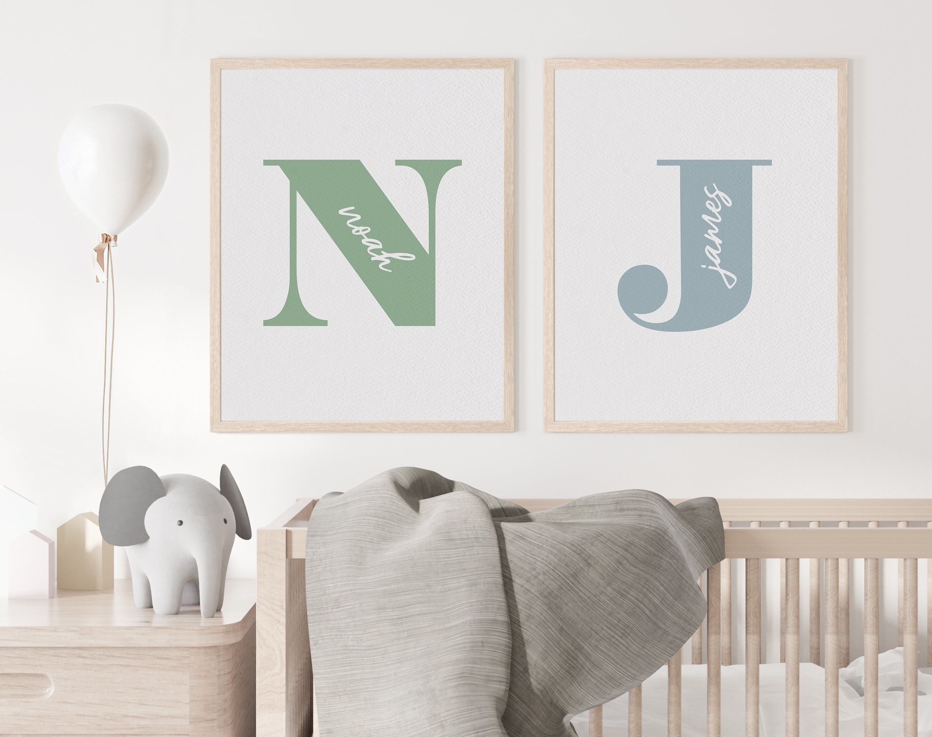 Personalized Name Printable Wall Art, Custom Initial Print, Nursery or ...