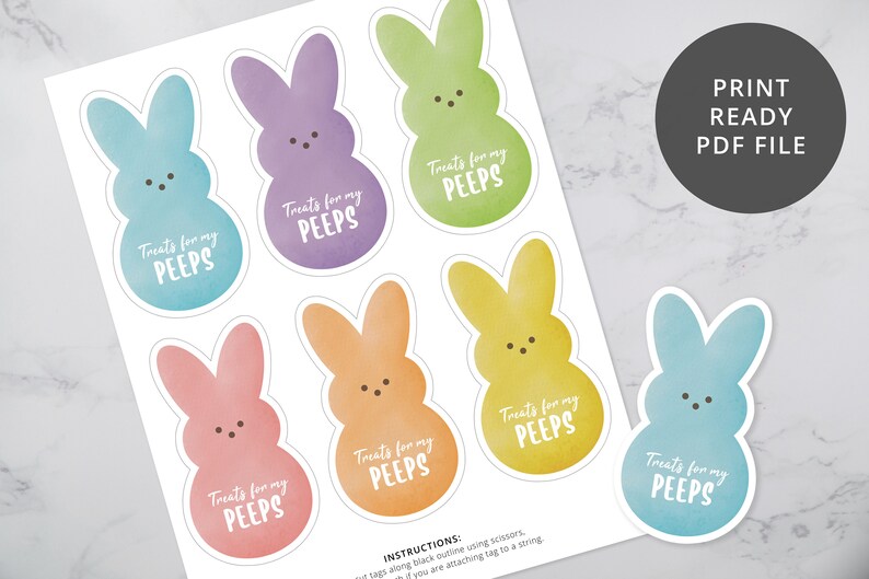 Printable Peeps Gift Tag Instant Download Easter Treats Tag - Etsy