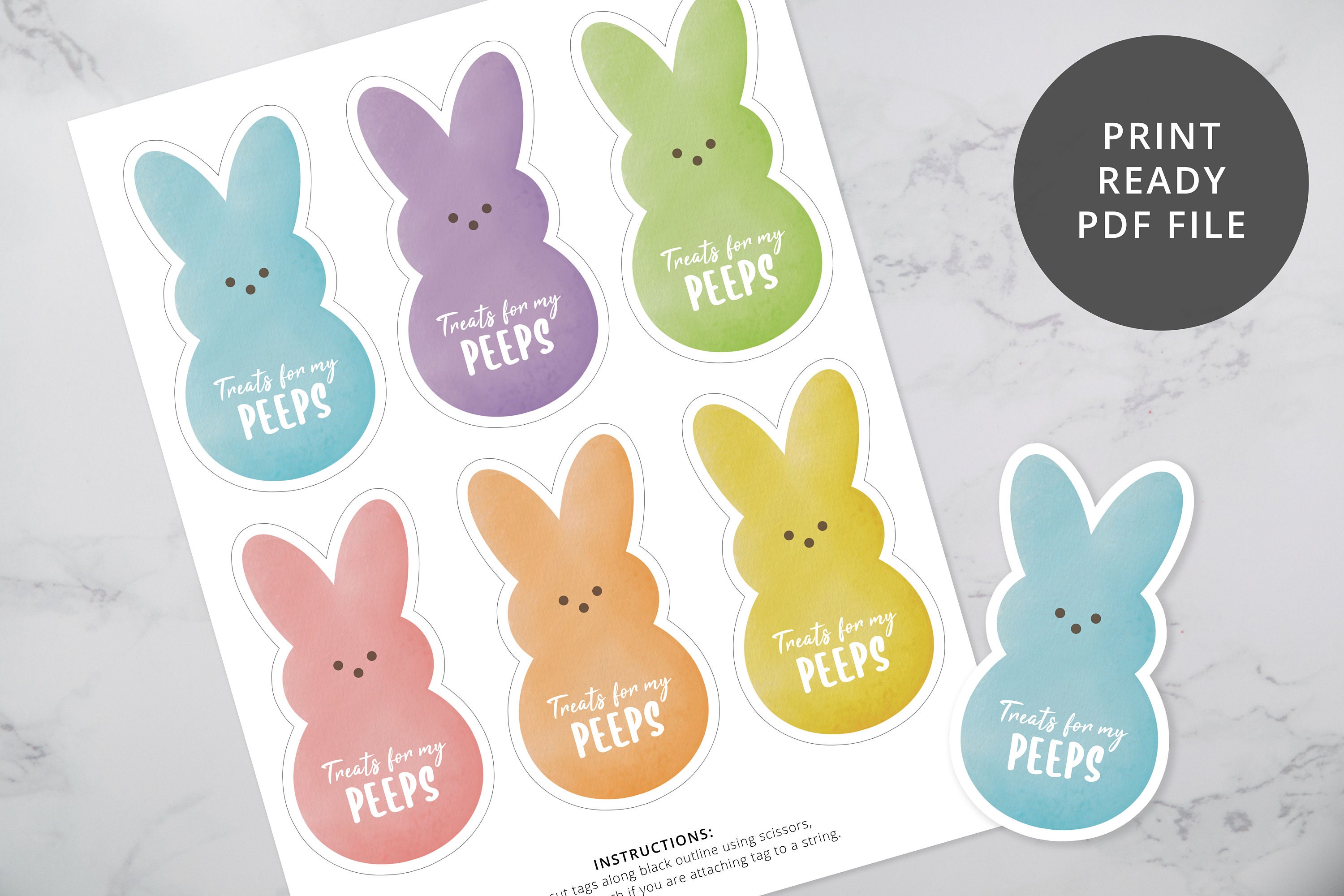 Printable Peeps Gift Tag, Instant Download, Easter Treats Tag, Kids ...