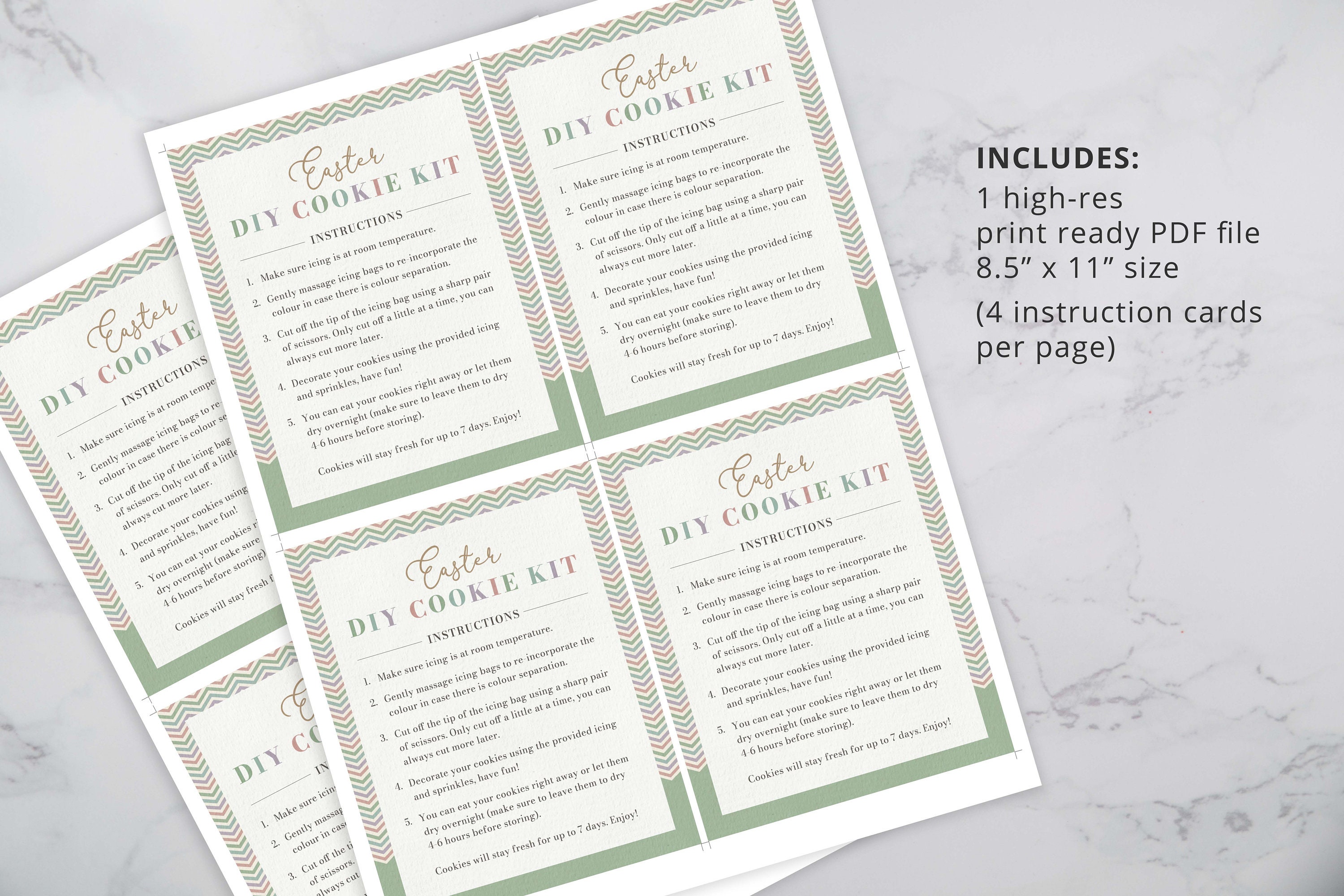 Printable Easter DIY Cookie Kit Instruction Card, Printable Cookie Tag ...