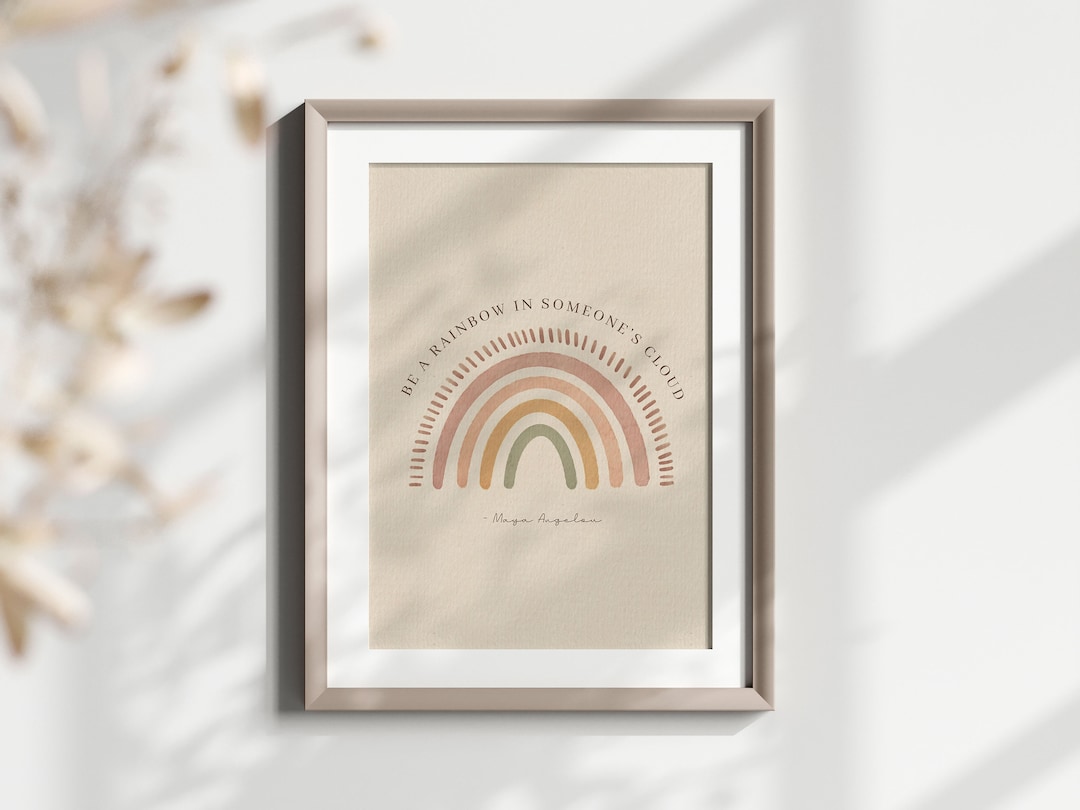 Boho Rainbow Printable Wall Art, Rainbow Quote, Maya Angelou Quote ...