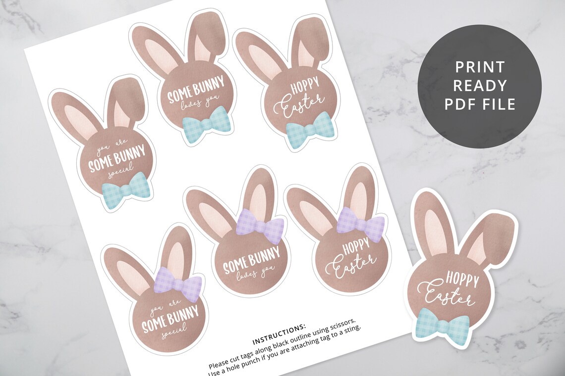 Printable Easter Bunny Gift Tags Instant Download Kids - Etsy Canada