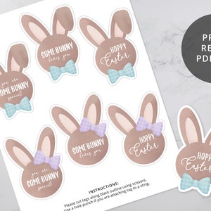 Printable Easter Bunny Gift Tags, Instant Download, Kids Easter Basket ...